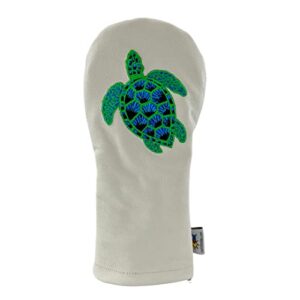 turtle hand embroidered leather driver golf club headcover by sunfish