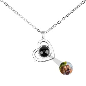 wexibauyl custom photo projection necklace personalized photo necklace with picture inside heart pendant necklaces gift for christmas birthday anniversary