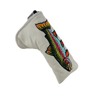 Rainbow Trout Hand Embroidered Blade Putter Golf Club Leather Headcover Sunfish