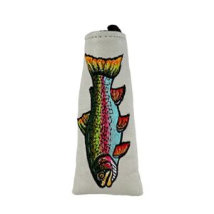 rainbow trout hand embroidered blade putter golf club leather headcover sunfish