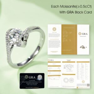 Gem's Beauty Valentine's Day Gift Green Moissanite Rings 18K White Gold Plated 925 Sterling Silver Ring 1.0Ct 6.5mm Moissanite Engagement Rings Diamond Rings Women Wedding (Size 6)