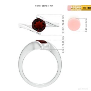 Angara Natural 1 Ct Garnet Classic Ring for Women in Sterling Silver (Grade-AAAA | Size-6mm) | January Birthstone, Birthday, Engagement, Anniversary Jewelry Gift For Women