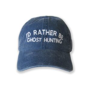 i'd rather be ghost hunting cap hat dad cap dad hat embroidered hat trendy cap halloween cap (navy)