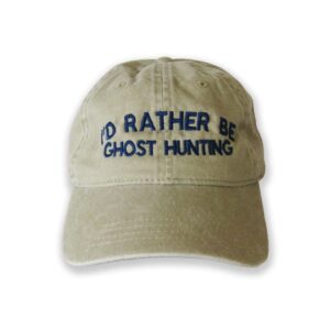 i'd rather be ghost hunting cap hat dad cap dad hat embroidered hat trendy cap halloween cap (khaki)