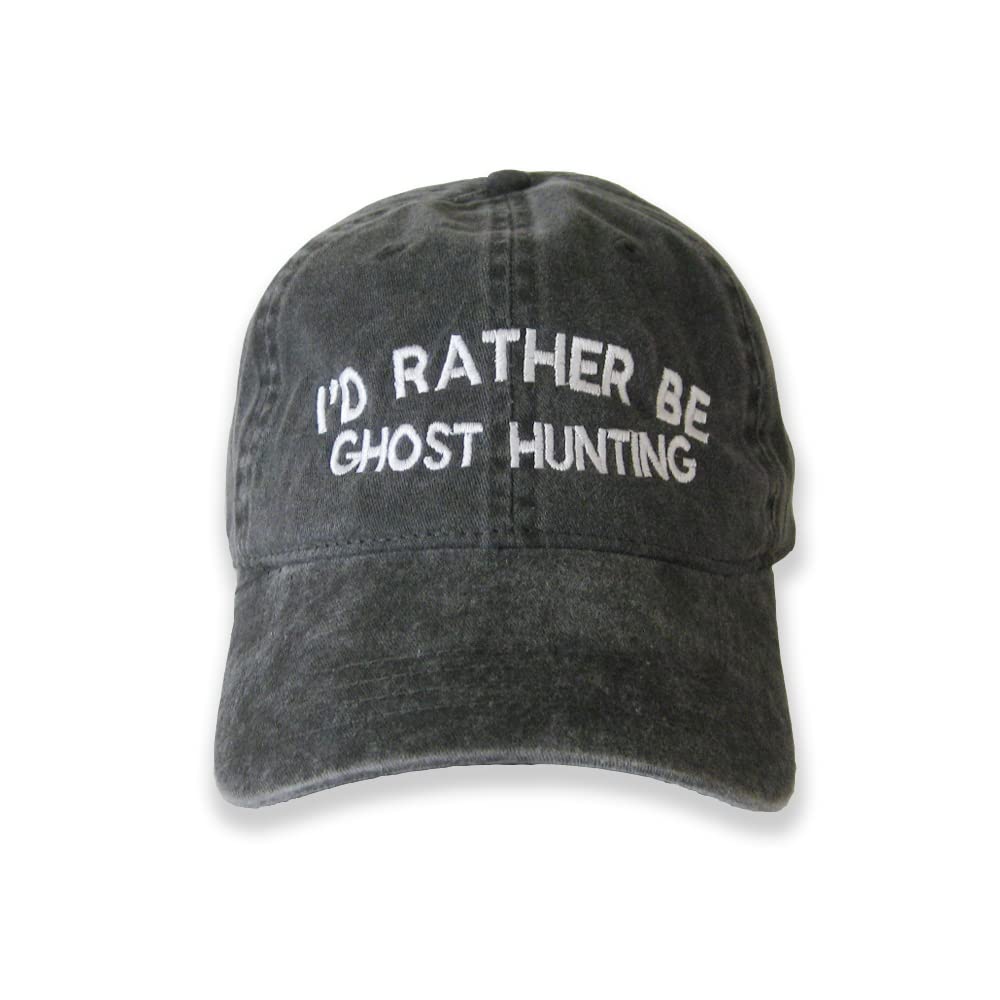 I'd Rather be Ghost Hunting Cap hat dad Cap dad hat Embroidered hat Trendy Cap Halloween Cap (Black)