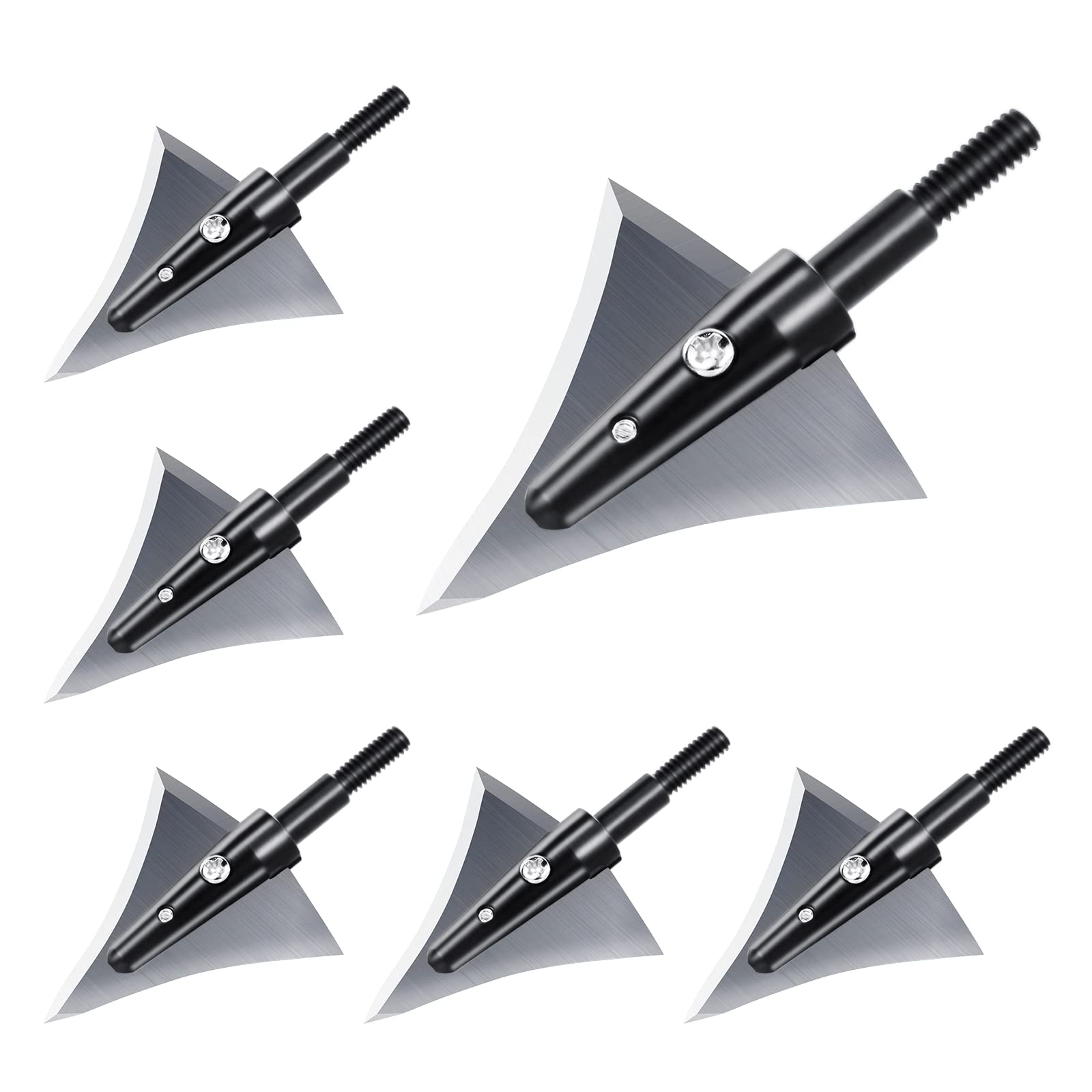 Neffadeque Broadheads Hunting Broadheads 125 Grain Fixed Blades Stainless Steel Right Bevel for Compound Bow Crossbow Recurve, Pack of 6