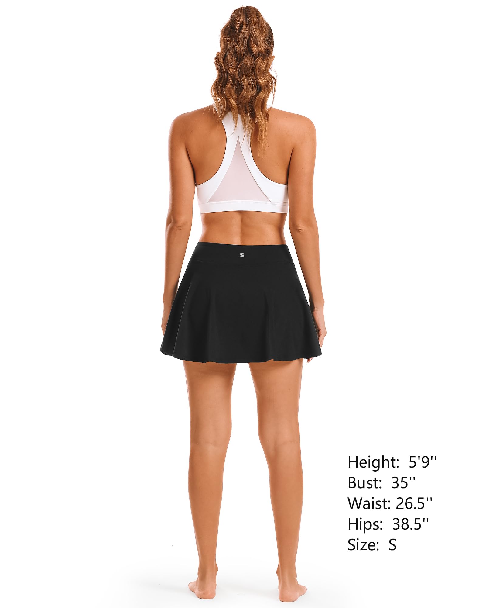 Stelle Women Tennis Golf Skirts High Waisted with Inner Shorts for Athletic Workout Sports Skorts Running Pickleball (BK, M) Black