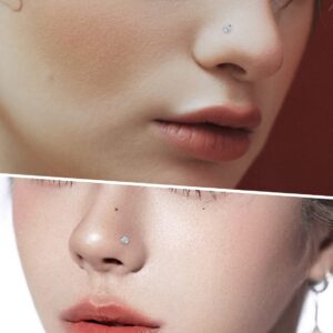 Kridzisw 20G Nose Rings Stud Piercing Jewelry for Women 20Gauge Stainless Surgical Steel Silver Stud Nose Ring L Shaped Bend Curved Nose Nostril Ring Stud Piercing Jewelry Men 1.5mm 2mm 2.5mm 3mm 4mm