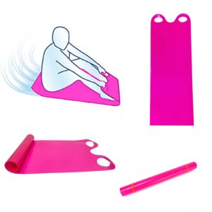 winter snow sled for kids and adults, extra thick roll up plastic eva snow slider mat with handle holes, outdoor fun for kids and adults (pink)