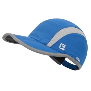 gadiemkensd baseball cap nylon running cap outdoor sports hat for men woman adjustable quick drying reflective foldable 50+ upf inhibit uv mesh water repellency race performance lightweight blue