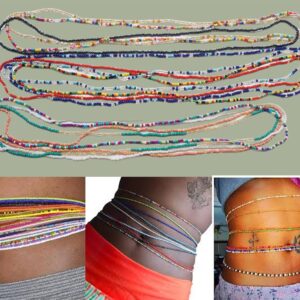 RICHRAIN Bulk Wholesale Waist Beads Body Chain African Belly Jewelry for Women (100PCS Mixed)