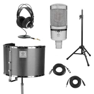 turnstile audio concourse series tac700 multi-pattern condenser microphone, bundle with h&a reflection filter, silver