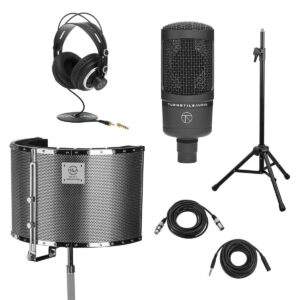 Turnstile Audio Concourse Series TAC300 Cardioid Condenser Microphone, Bundle with H&A Reflection Filter, Silver