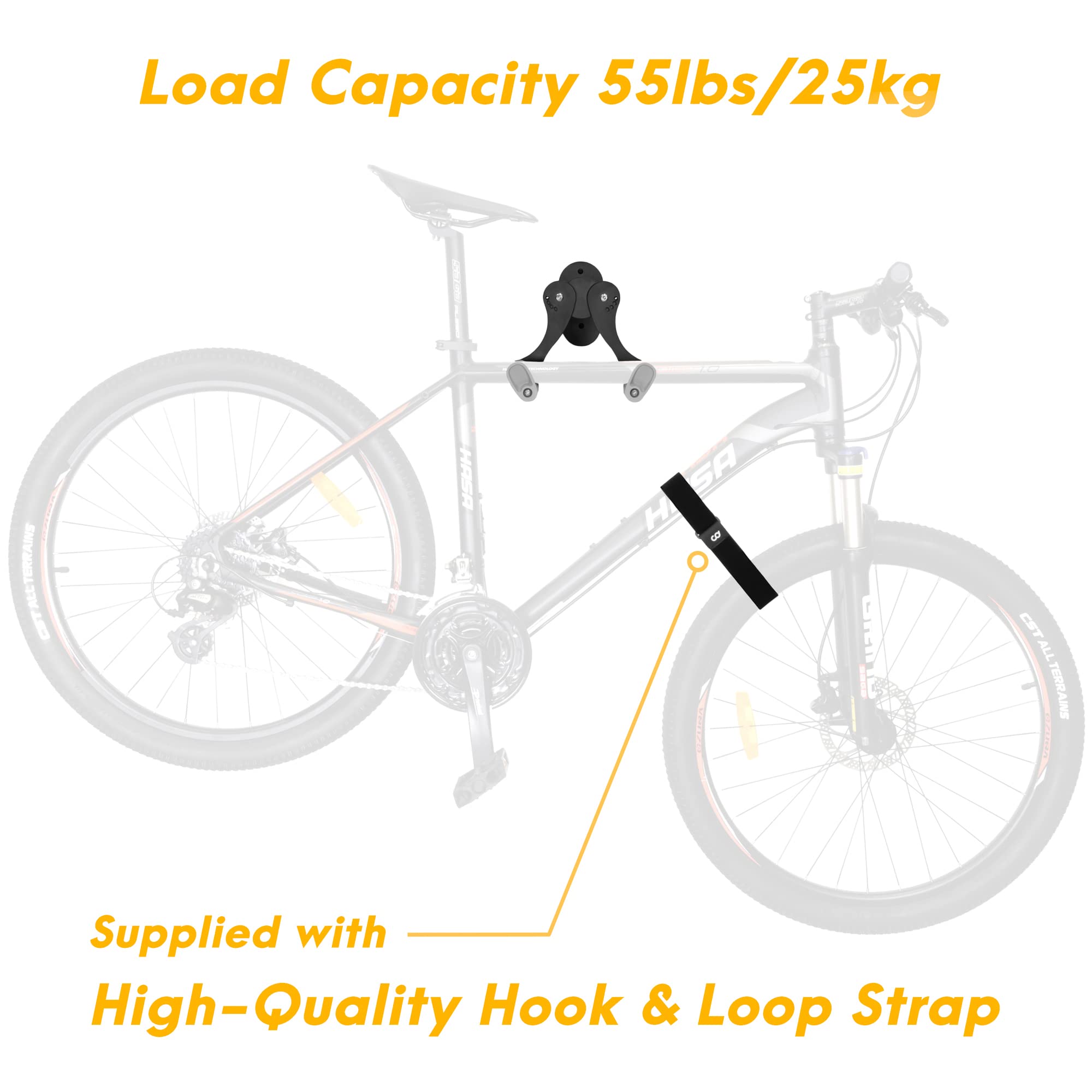 CyclingDeal Bike Wall Mount Rack - Adjustable, Extendable & Foldable - Indoor Storage Horizontal Cycling Hook Hanger Organiser - Safe & Secure for MTB, Road Bicycles in Garage or Home - Pack of 2