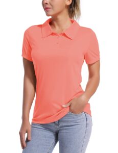 bubblelime women's short sleeve polo shirts upf 50+ quick dry moisture wicking - polo neck short sleeve_coral medium(1)