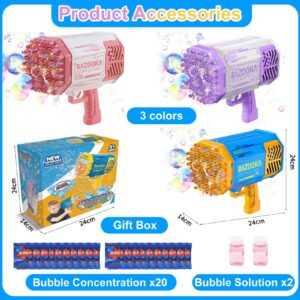 Bubble Gun Bubble Machine Gun 69 Holes Automatic Bubbles Machine for Kids Adults Outdoor Toys Gift for Birthday Wedding Party Bubble Blaster for Indoor Bubble Blower Toddlers - Purple Bubble Makers