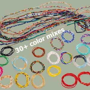 RICHRAIN Bulk Wholesale Waist Beads Body Chain African Belly Jewelry for Women (100PCS Mixed)