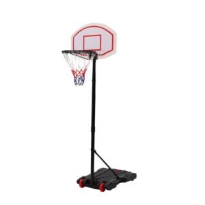 kids height-adjustable basketball hoop, portable backboard system w/ 2 wheels, fillable base, weather-resistant, nylon net, adjusts from 64.9in to 80.7in, for indoor outdoor yard (64.9-80.7 in)