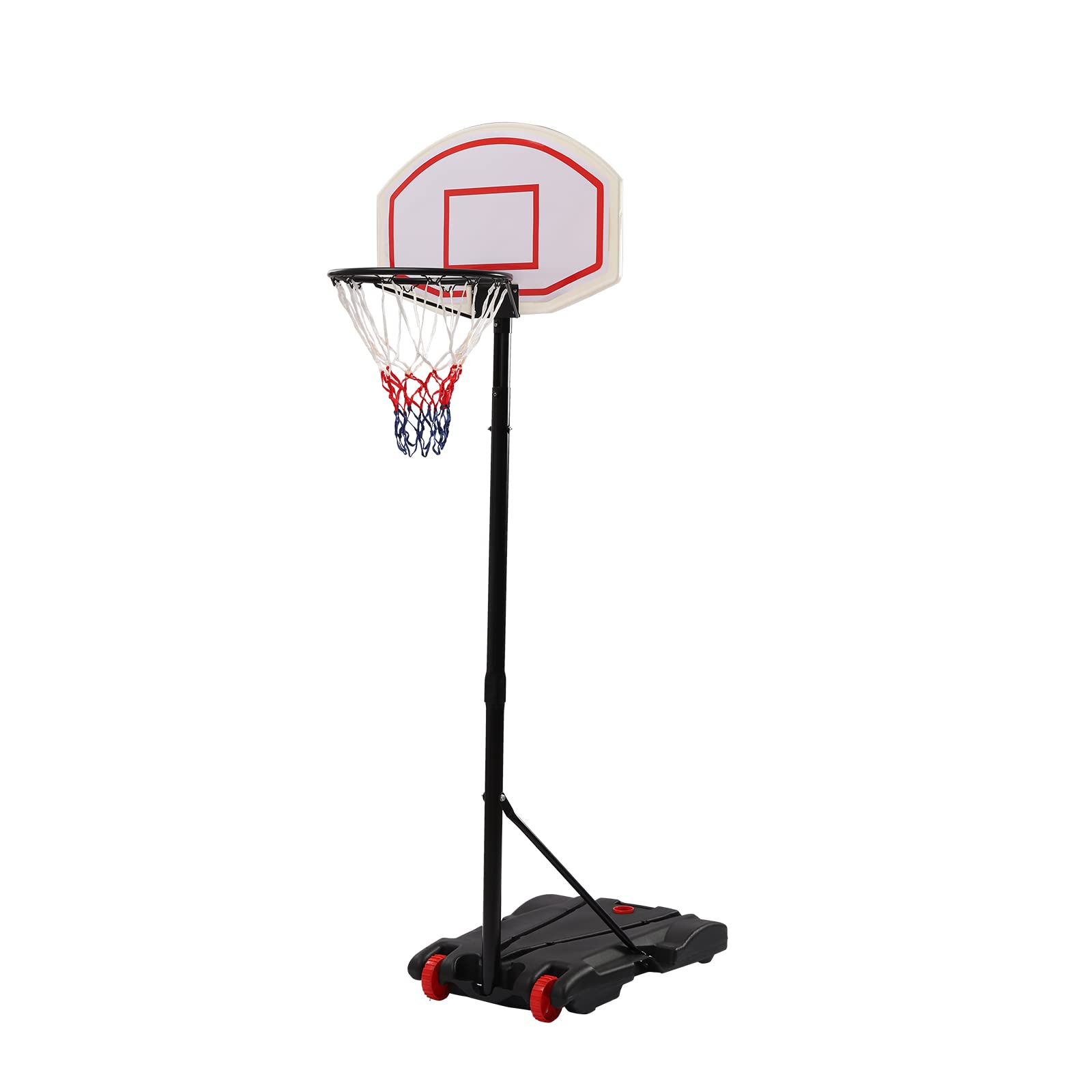 Kids Height-Adjustable Basketball Hoop, Portable Backboard System w/ 2 Wheels, Fillable Base, Weather-Resistant, Nylon Net, Adjusts from 64.9in to 80.7in, for Indoor Outdoor Yard (64.9-80.7 in)