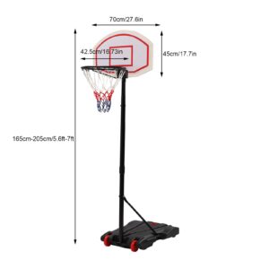 Kids Height-Adjustable Basketball Hoop, Portable Backboard System w/ 2 Wheels, Fillable Base, Weather-Resistant, Nylon Net, Adjusts from 64.9in to 80.7in, for Indoor Outdoor Yard (64.9-80.7 in)