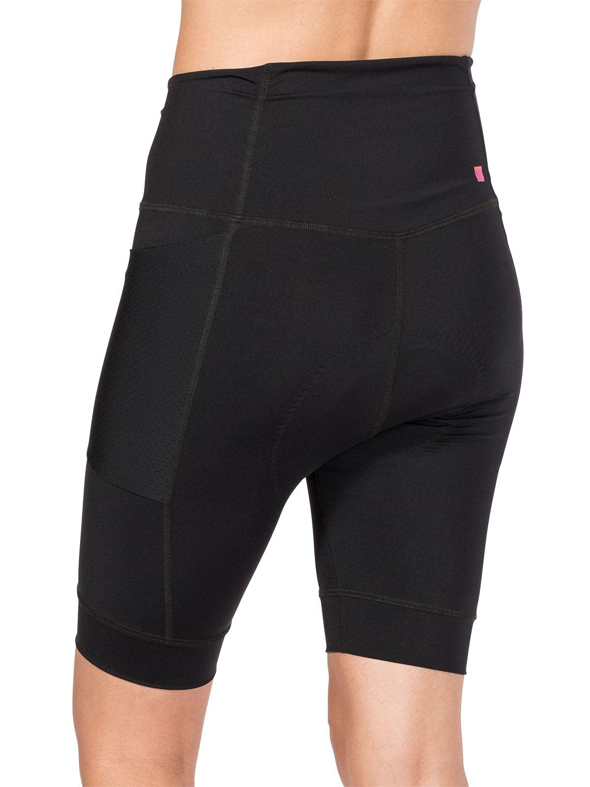 Terry Bike Shorts Women Padded Cycling Shorts for Women, Hi Rise Holster High Waisted Compression Shorts, Reg & Plus Sizes - Black, 1X