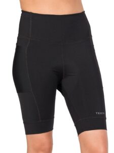 terry bike shorts women padded cycling shorts for women, hi rise holster high waisted compression shorts, reg & plus sizes - black, 1x