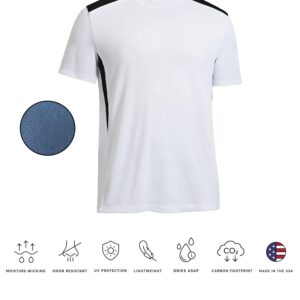 Exeprt Brand USA-Made Men's Drimax Dry Fit Color Blocked Athletic T-Shirt White/Navy