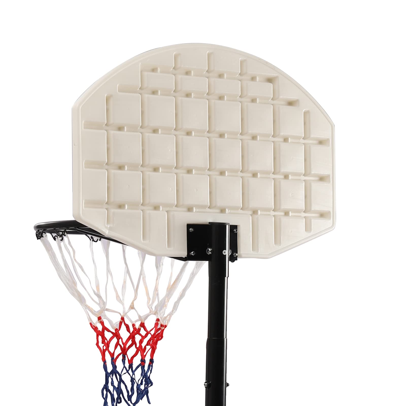 Kids Height-Adjustable Basketball Hoop, Portable Backboard System w/ 2 Wheels, Fillable Base, Weather-Resistant, Nylon Net, Adjusts from 64.9in to 80.7in, for Indoor Outdoor Yard (64.9-80.7 in)