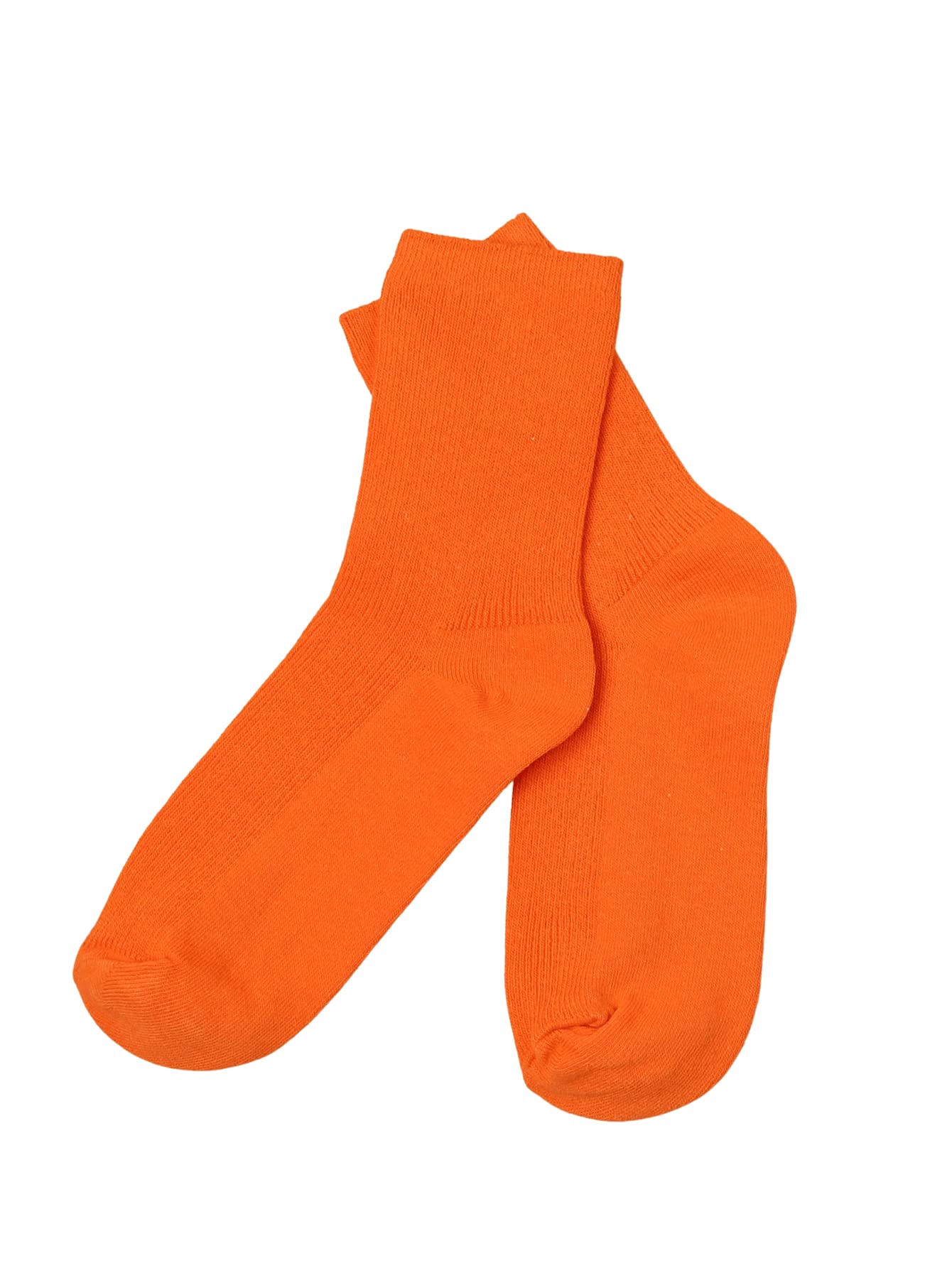 SHENHE Women's Ribbed Knit Cushioned Athletic Running Mid Calf Crew Socks Neon Orange One Size