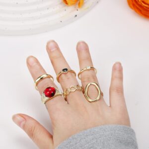 Florideco 30Pcs 18K Gold Chunky Rings for Women Gold Plated Rings Chunky Twisted Signet Rings Stackable Knuckle Midi Rings Adjustable Open Ring Sets Gold