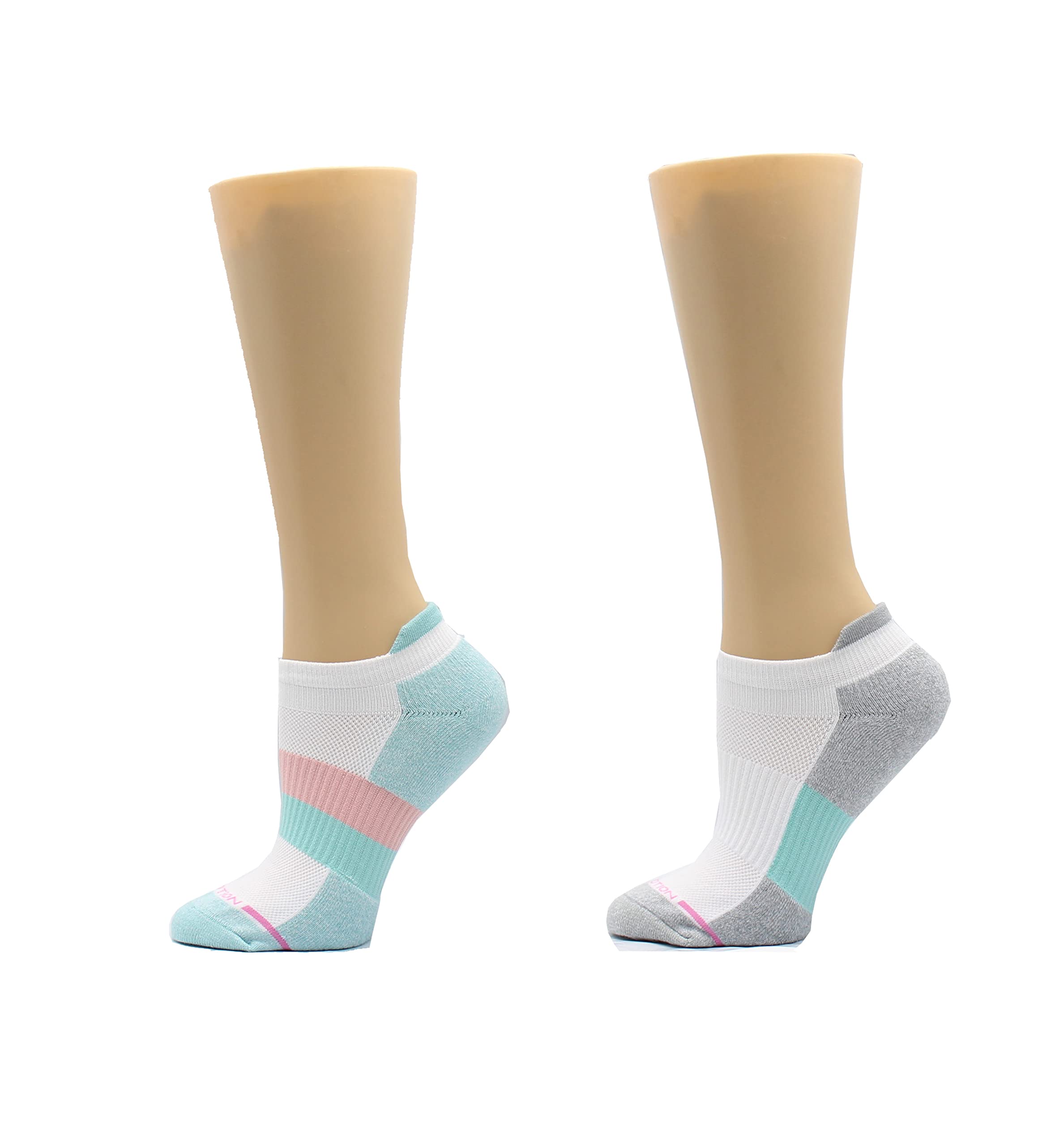 Dr. Motion 4 Pairs Womens Low Cut Cushioned Breathable Compression Ankle Socks with Arch Support (White Teal)