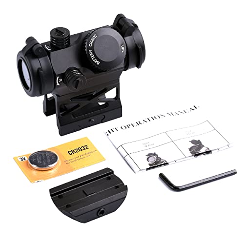 CTOPTIC Red Dot Sight 1x20mm Compact Red Dot Optics with Low Profile and Absolute Co-Witness Mount Lens Covers Powered Auto On & Off