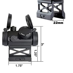 CTOPTIC Red Dot Sight 1x20mm Compact Red Dot Optics with Low Profile and Absolute Co-Witness Mount Lens Covers Powered Auto On & Off