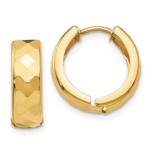 auriga fine jewelry 14k yellow gold tri-color textured hinged hoop earrings (l-14 mm, w-14 mm) gift for women