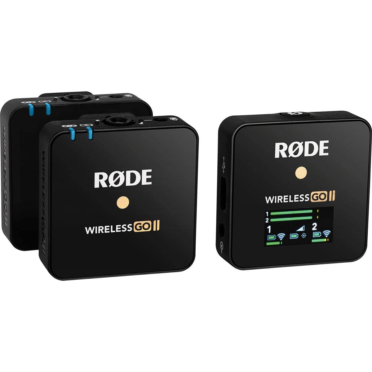 RØDE Wireless Go II Dual Channel Wireless System with Built-in Microphones with Analogue and Digital USB Outputs, with 2X Transmitter, Bundle with 2X Turnstile Audio Lavalier Microphone