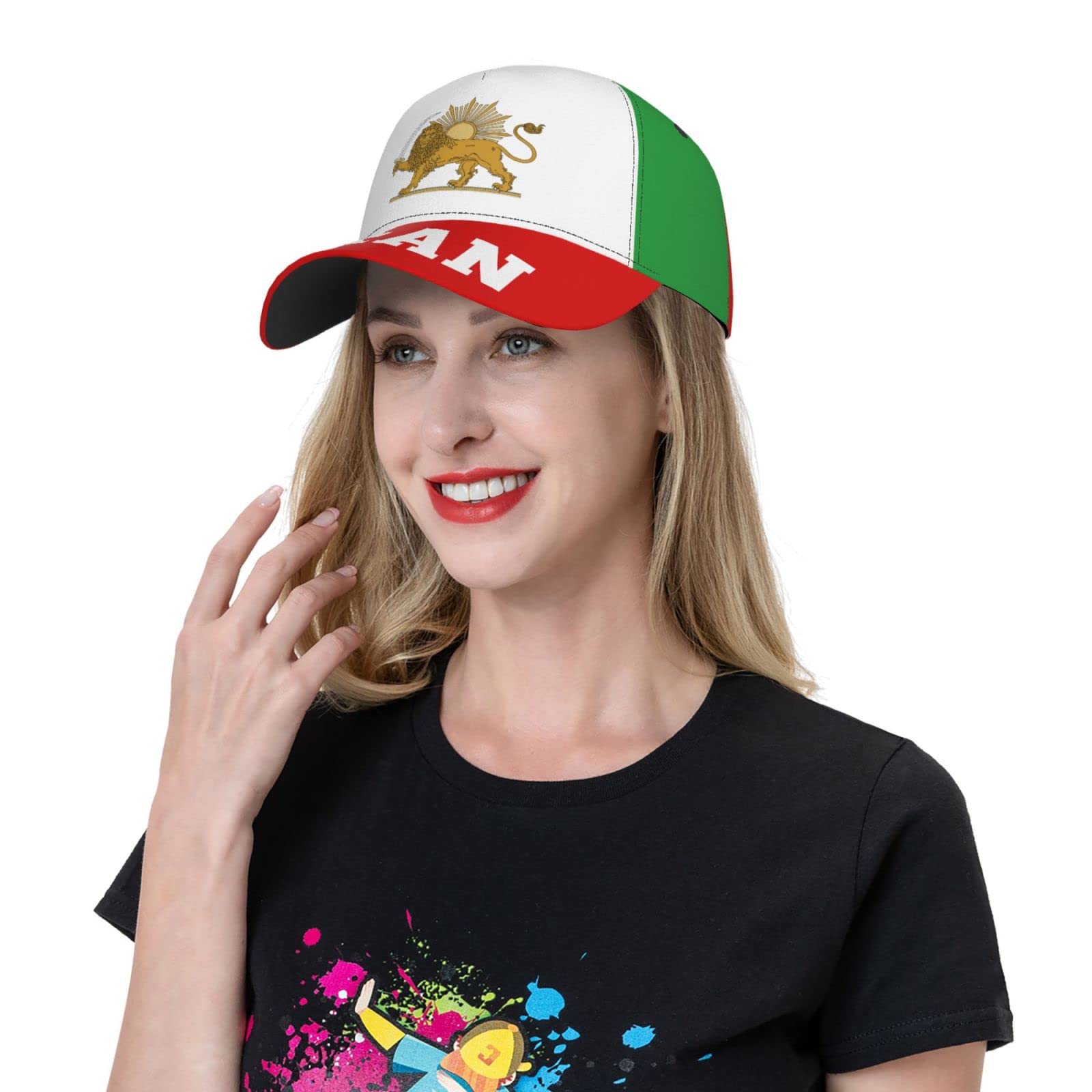 Emblem of Iran Lion and Sun Flag Baseball Cap Full Print Adult Men Hat Patriotism Supporter Soccer Caps