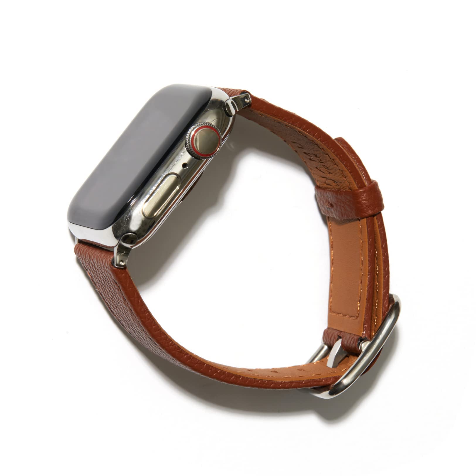 SONAMU New York | Epsom/Barenia/Goat Leather Band with Square Buckle (Epsom Leather - Caramel Brown, 40/38mm)