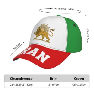 Emblem of Iran Lion and Sun Flag Baseball Cap Full Print Adult Men Hat Patriotism Supporter Soccer Caps