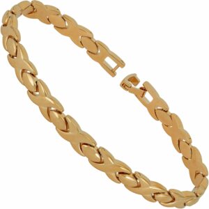 lifetime jewelry polished “hugs & kisses bracelet for women and men 24k gold plated (gold, 8 inches)