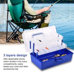 Fishing Tackle Box, 3 Layers Plastic Fishing Tackle Accessory Storage Holer Box for Lures Hooks