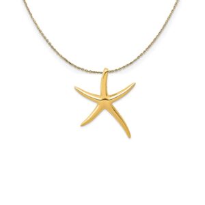 the black bow 14k yellow gold lg polished pencil starfish (32mm) necklace - 18 inch