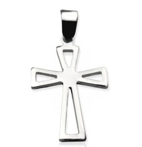 open cross pendant sterling silver 925 necklace charm religious christening baptism unisex present jewelry