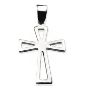 Open Cross Pendant Sterling Silver 925 Necklace Charm Religious Christening Baptism Unisex Present Jewelry