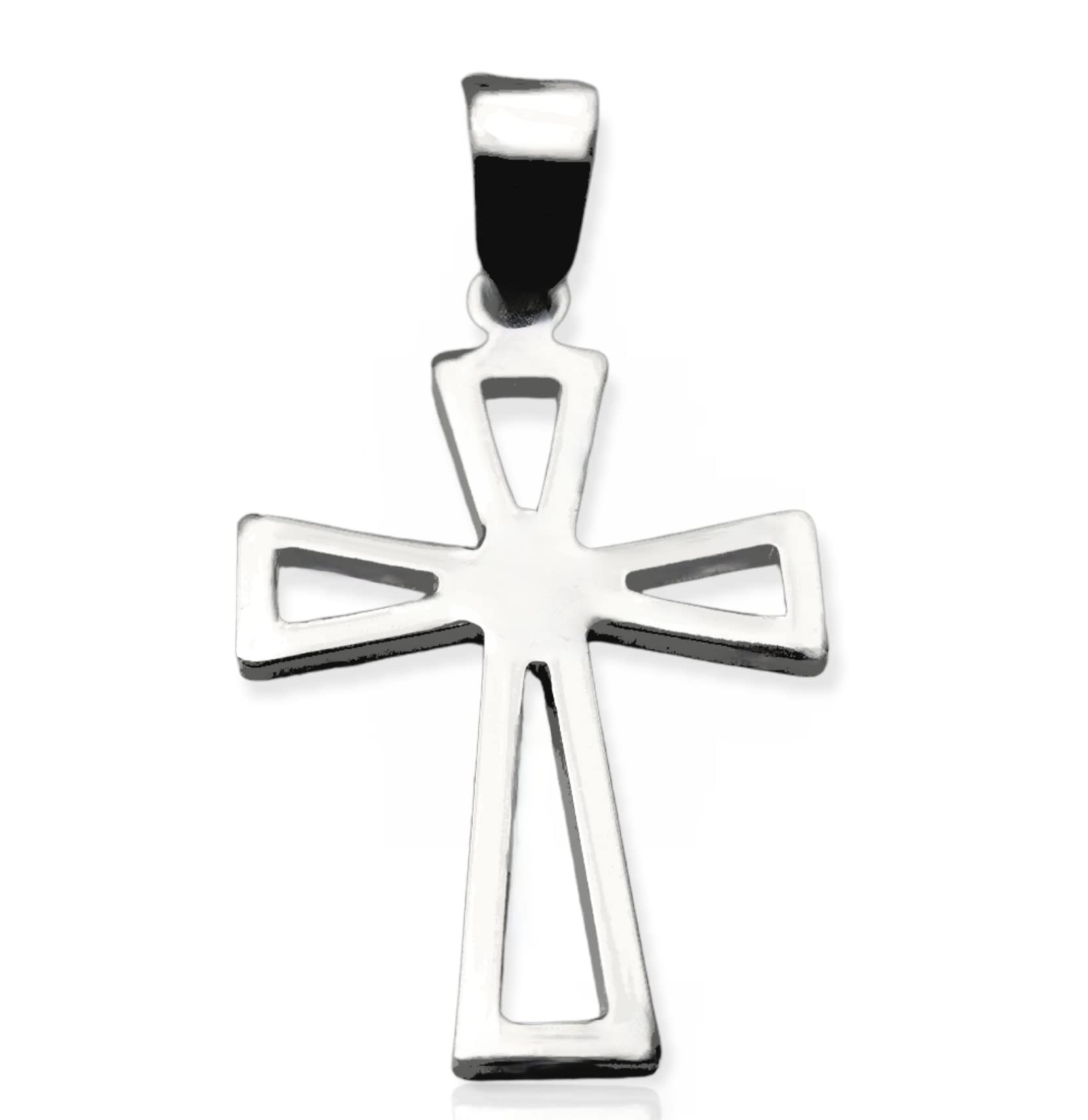 Open Cross Pendant Sterling Silver 925 Necklace Charm Religious Christening Baptism Unisex Present Jewelry