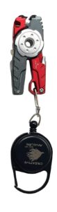 creative angler multi fishing tool - nipper line cutter, knot tie tool, hook eye cleaner, hook sharpner, and zinger/retractor included (red)