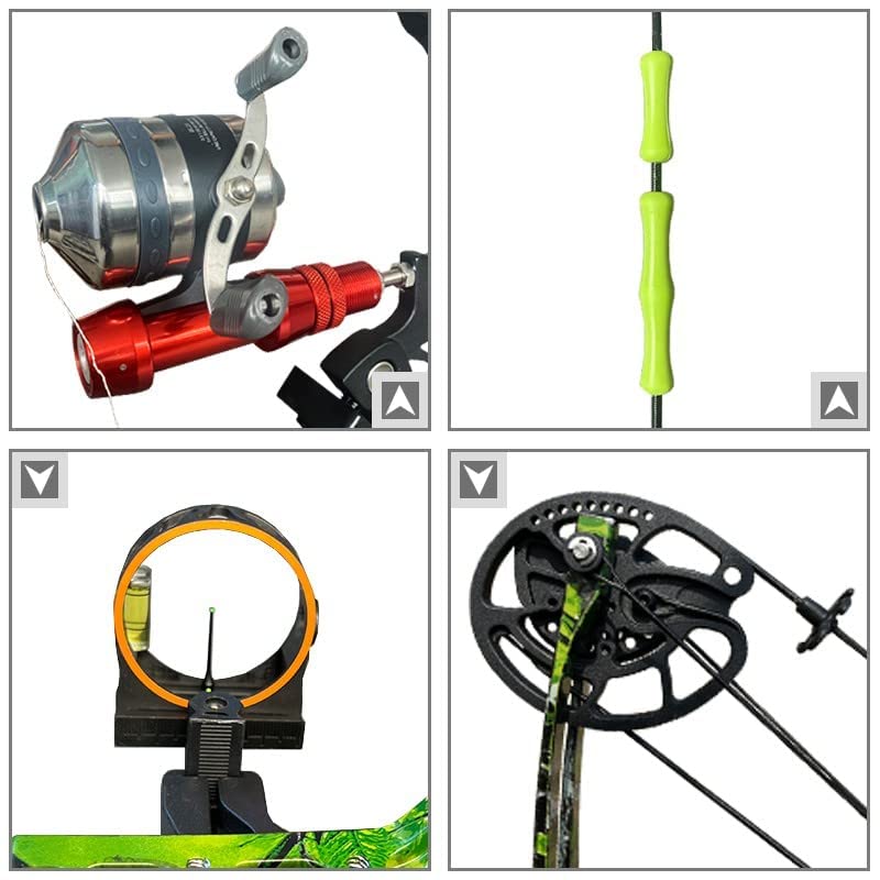 PANDARUS Bowfishing Bow Kit with Arrow Ready to Shoot Right Handed 15-45 LBS Draw Length 18"-29.5" Adjustable,Axle-to-Axle: 34.2",Complete Compound Bow Fishing Kit 2024 New（Black Left Handed）