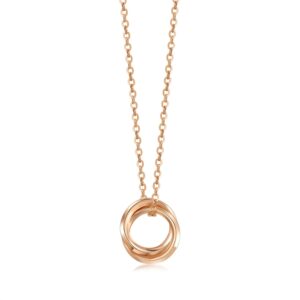 chow sang sang delicate gold 18k rose solid gold intertwined circle, loops necklace for women 91873u | 18.5 inches, (47 cm)