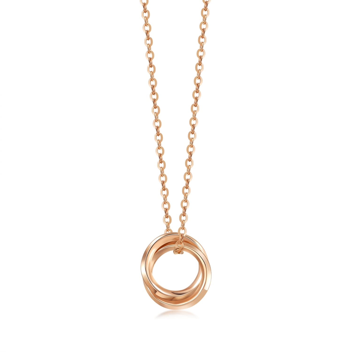 CHOW SANG SANG Delicate Gold 18K Rose Solid Gold Intertwined Circle, Loops Necklace for Women 91873U | 18.5 Inches, (47 CM)