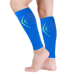 lin performance calf compression sleeves for men and women 20-30mmhg calf support sleeves footless lightweight for running cycling travel circulation recovery pain relief(blue,m)