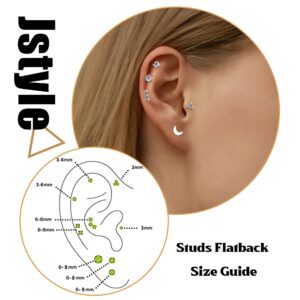 Jstyle Hypoallergenic Flat Back Stud Earrings for Women Surgical Stainless Steel Earrings Sets for Sentive Ears Cartilage Earring Small Flatback Studs Earrings Screw Back Earrings Piercing